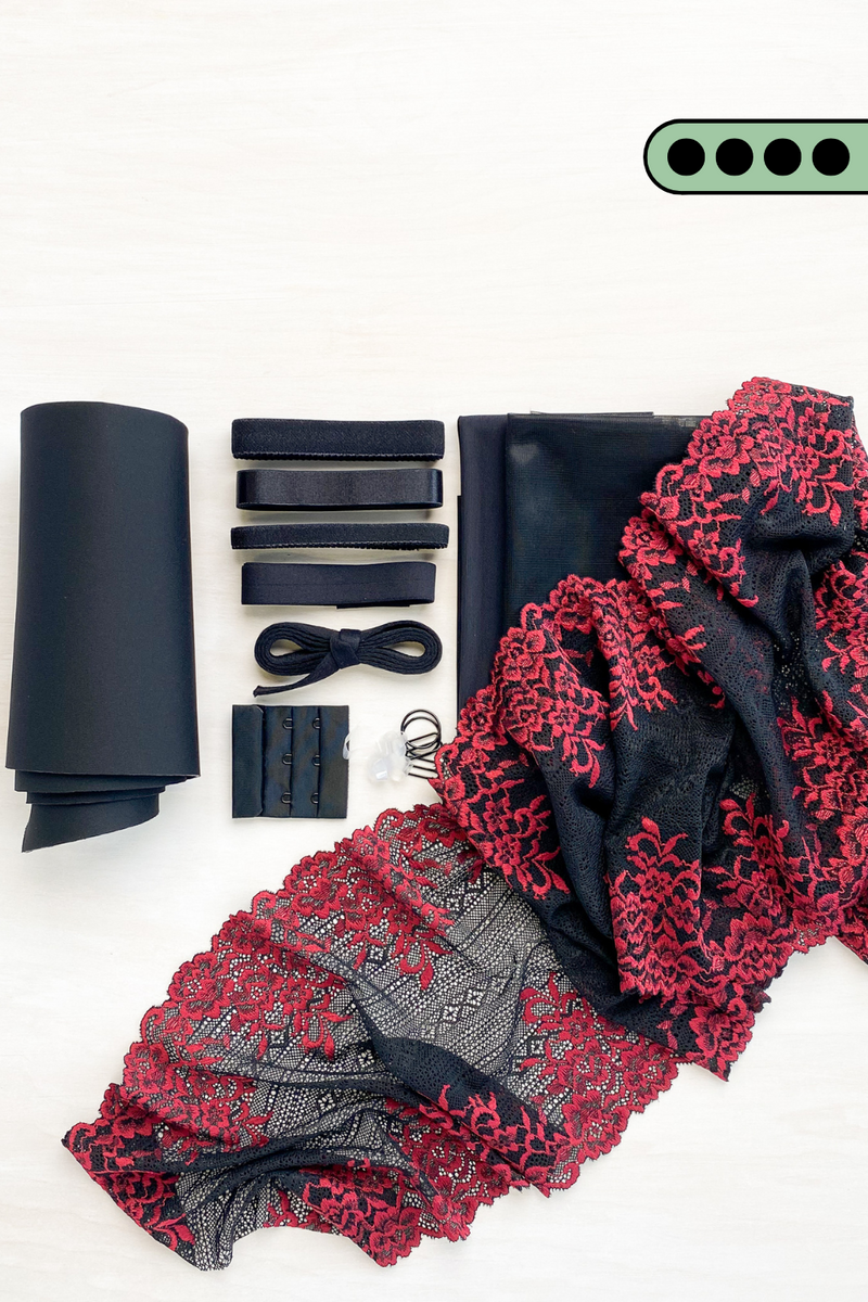 Black Beauty Bra Kit | Stretch Lace & Foam | Jolie Black/Merlot ...