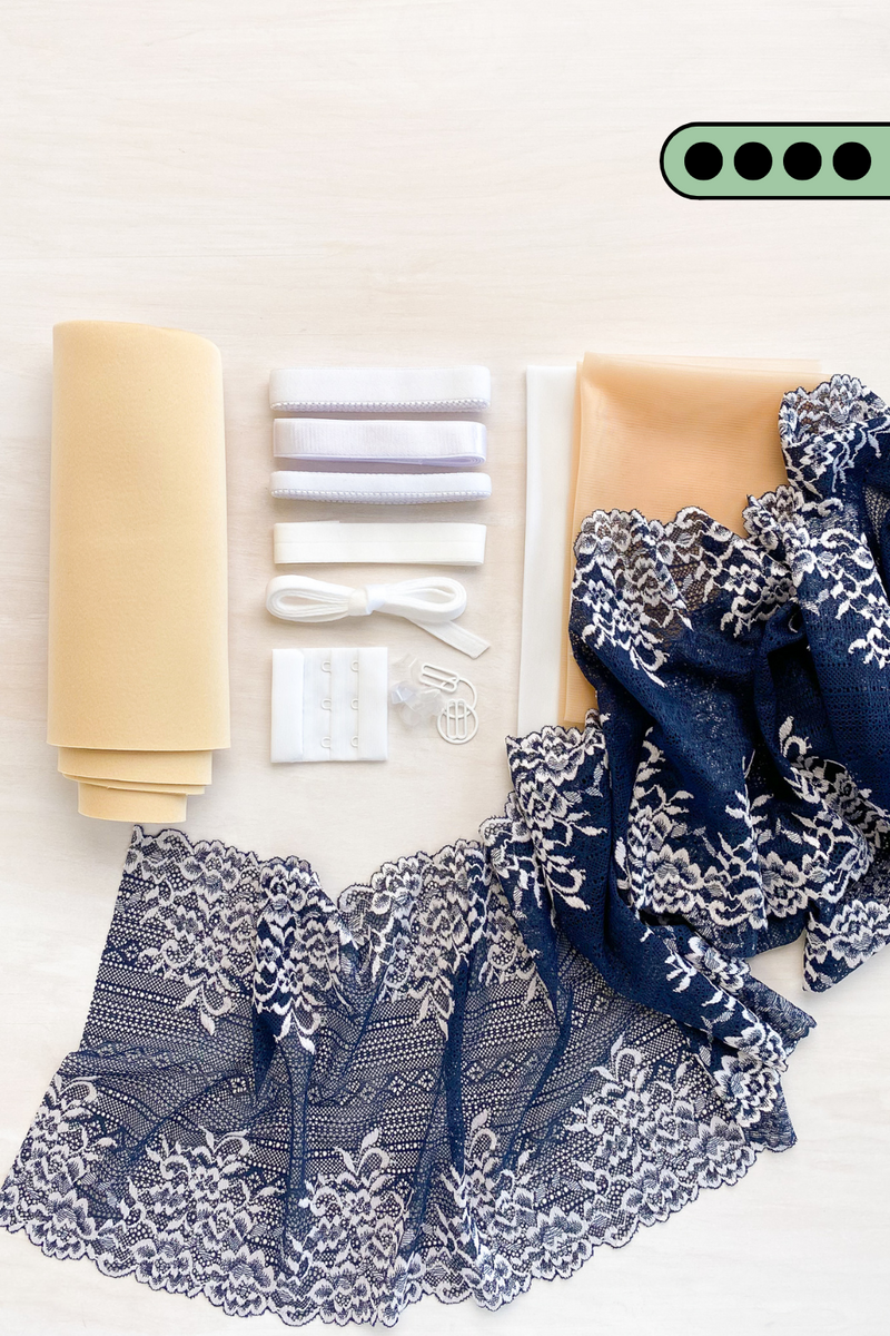 Black Beauty Bra Kit | Stretch Lace & Foam | Jolie Navy/White – Emerald ...